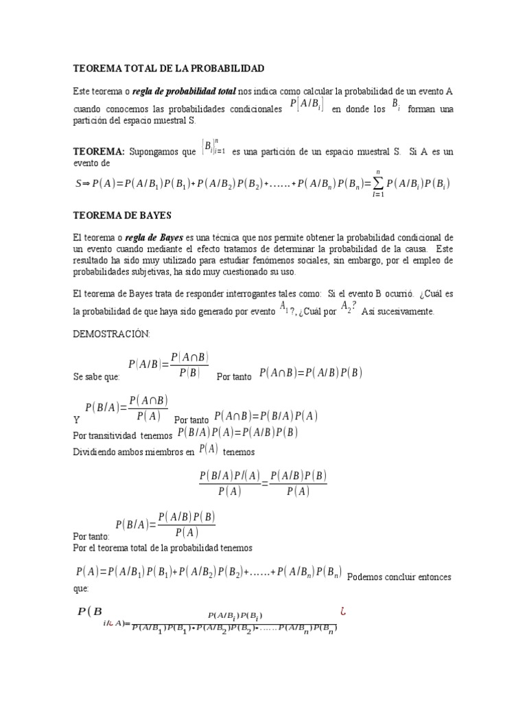 Teorema Total de La Probabilidad | PDF | Probabilidad | Conceptos matemáticos