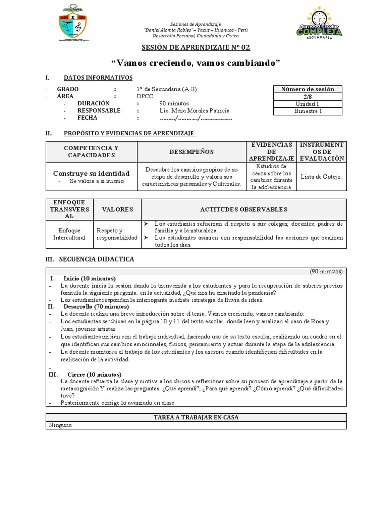 1ro - Sesion #2 - DPCC | PDF | Aprendizaje | Maestros