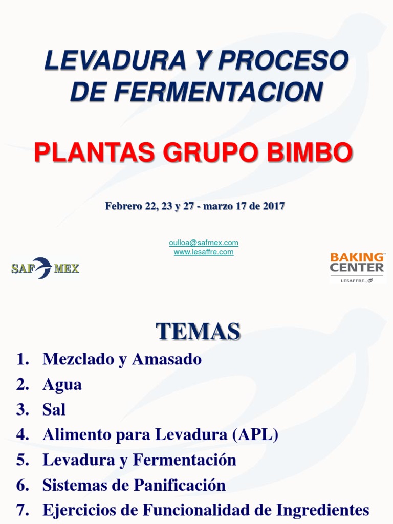 Curso Panificación Safmex-Plantas Grupo Bimbo (OUC) | PDF | Levadura ...