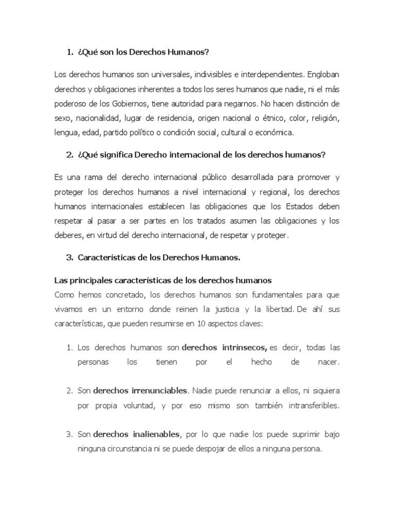Características de los Derechos Humanos | PDF | Derechos humanos | Derechos
