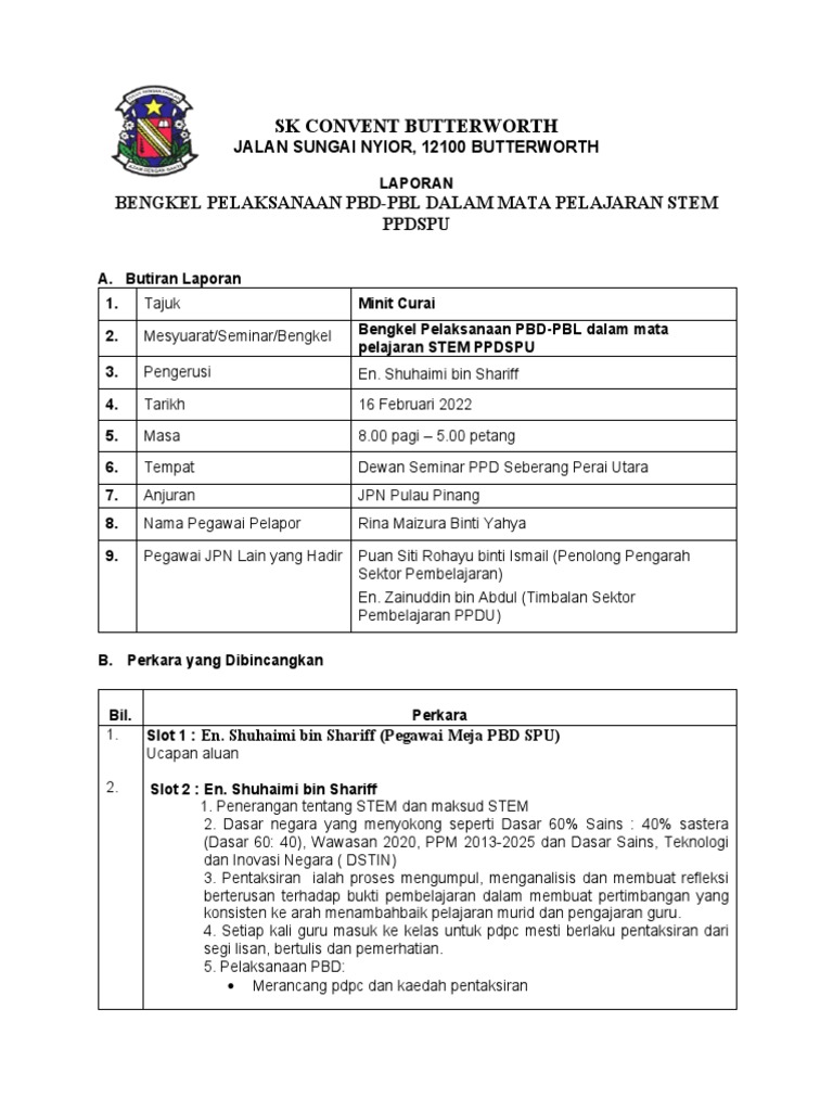 MINIT CURAI Bengkel PBL 2022 | PDF