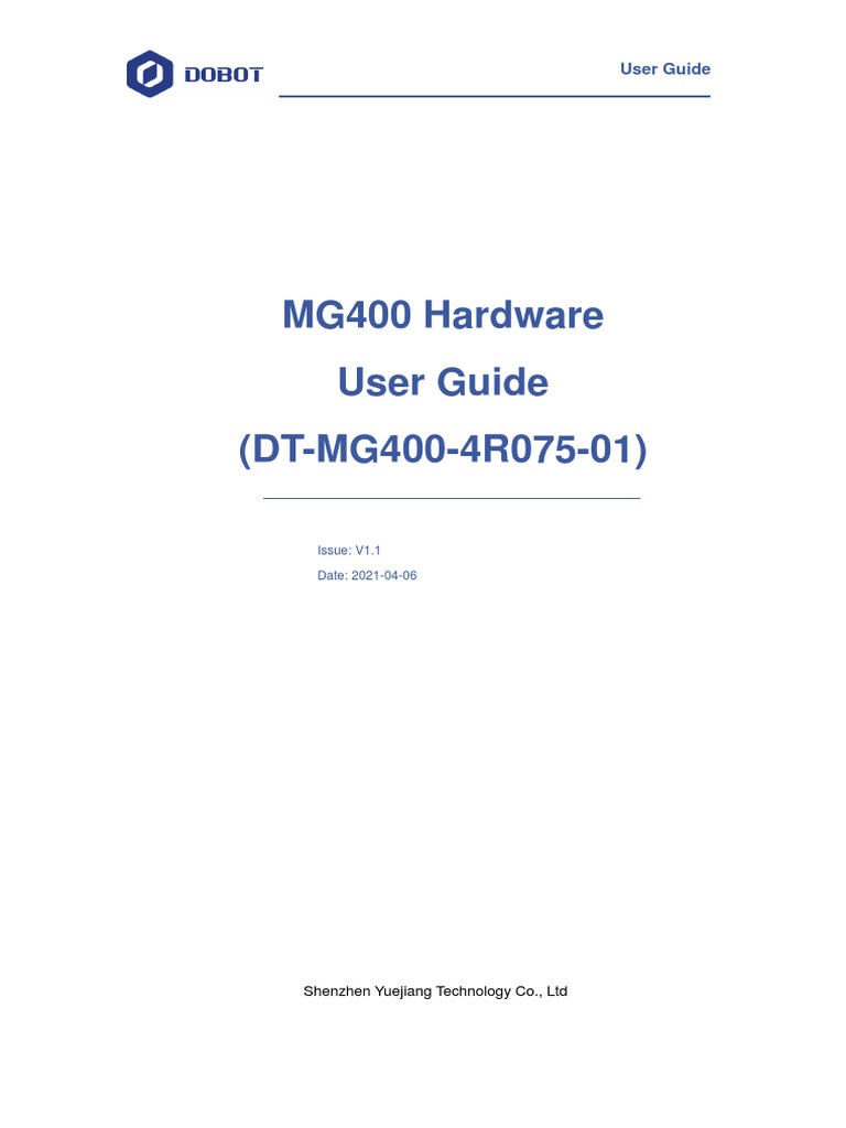Dobot MG400 Hardware User Guide V1.1 | PDF | Robot | Robotics