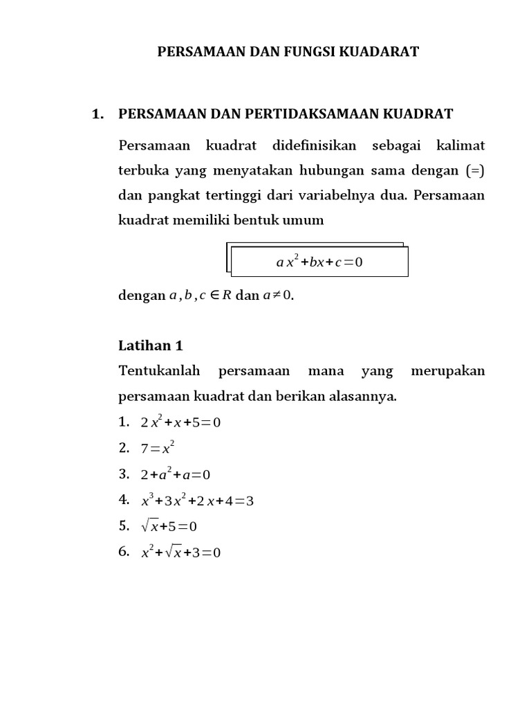 8.persamaan Dan Fungsi Kuadrat (KD 19) | PDF