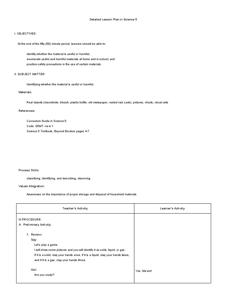 Grade 5 Science DLP | PDF | Waste Management | Learning