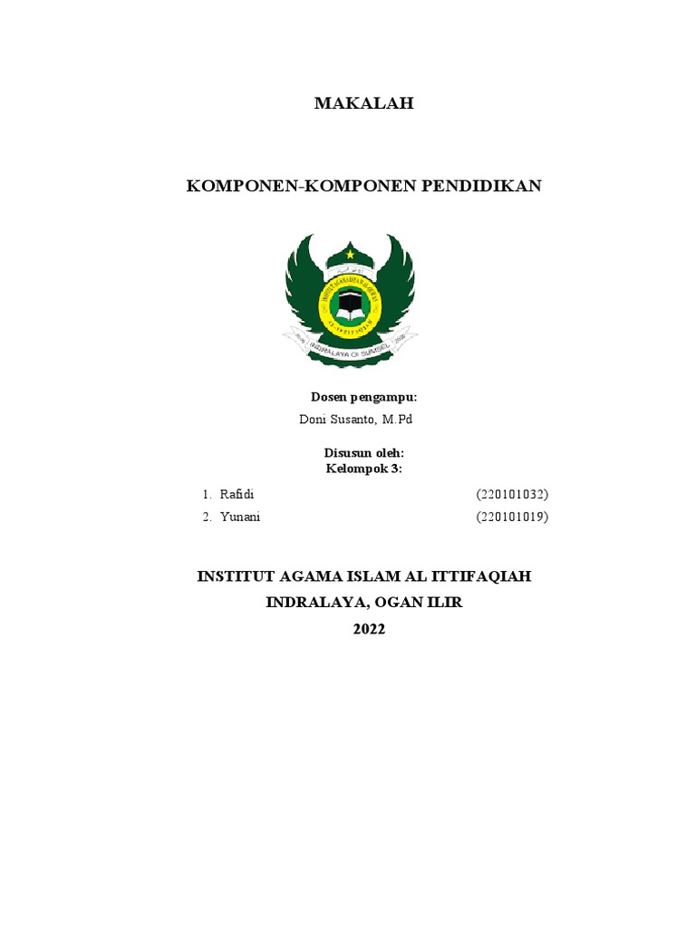 Makalah Komponen Komponen Pendidikan | PDF