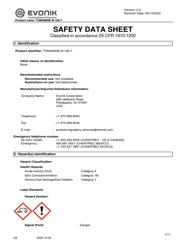 SDS 99121967 en | PDF | Toxicity | Chemical Reactions