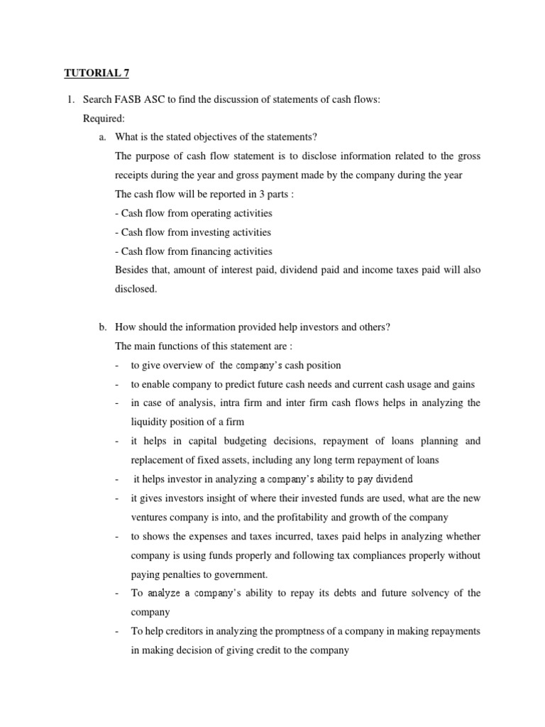 Answer To Tutorial 7 ToA | PDF | Fair Value | Cash Flow Statement