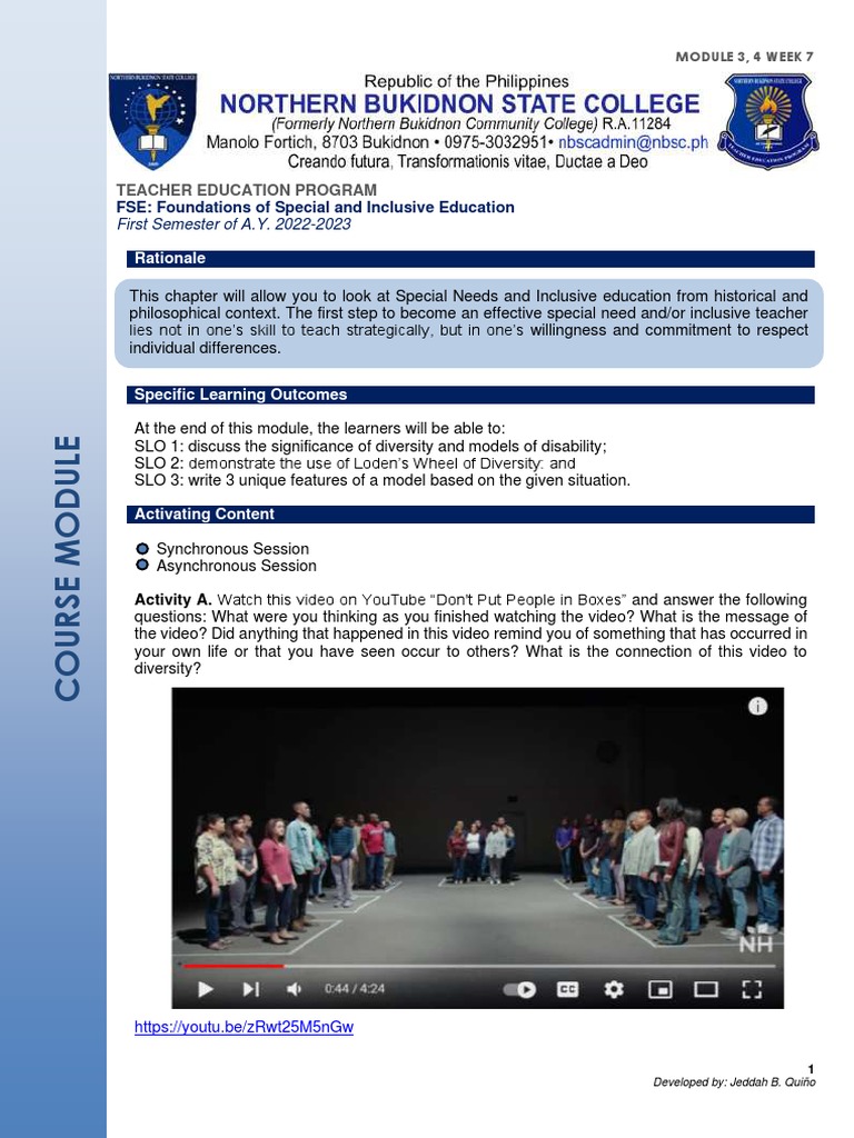 Module 3-4 FSE | PDF | Special Education | Individualized Education Program