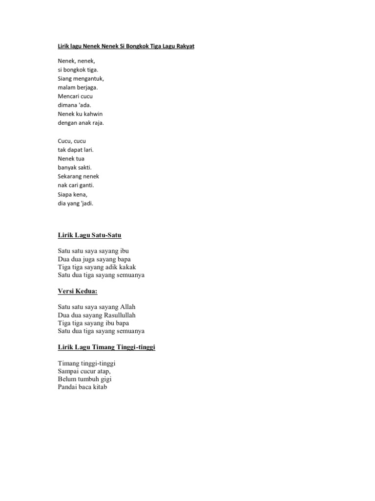 Lirik Lagu Rakyat | PDF