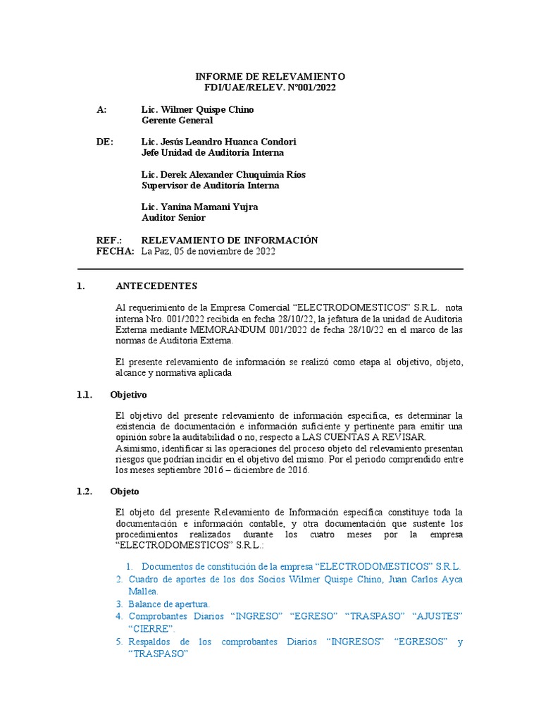 Informe de Relevamiento | PDF