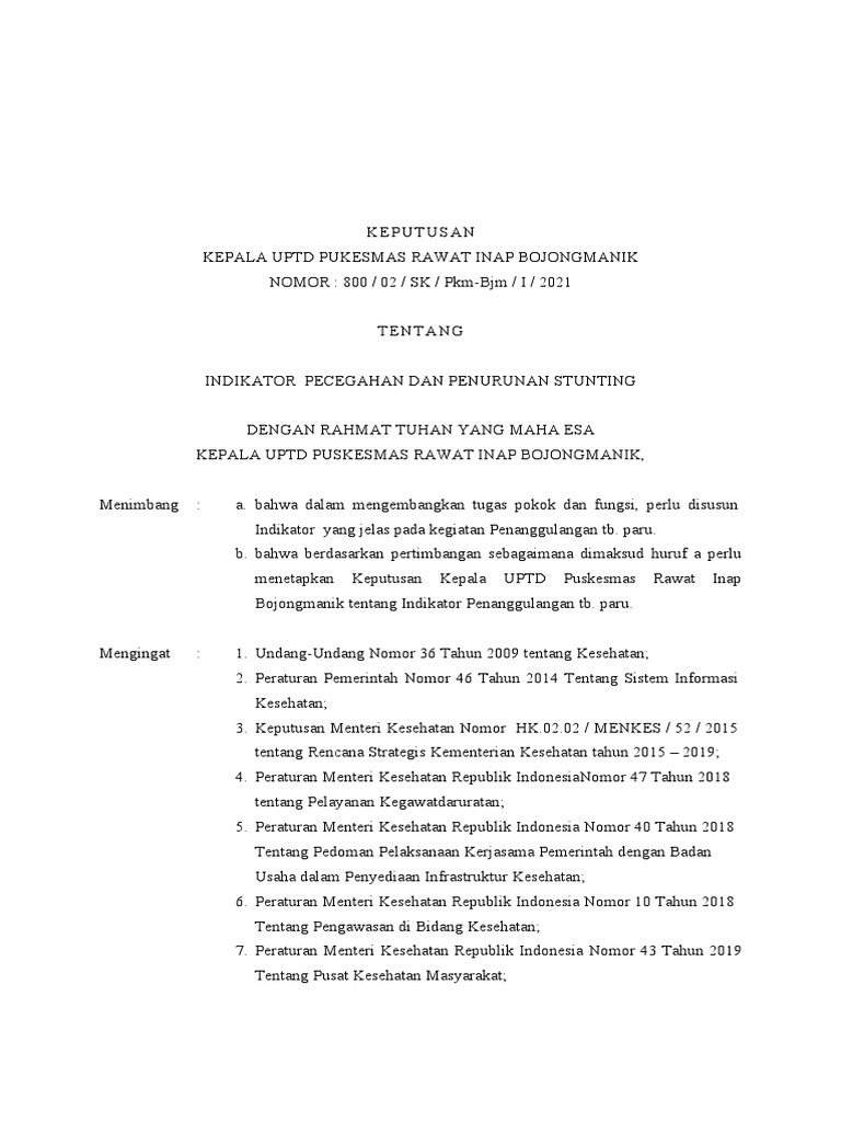 SK Indikator Penanggulangan Tb. Paru | PDF