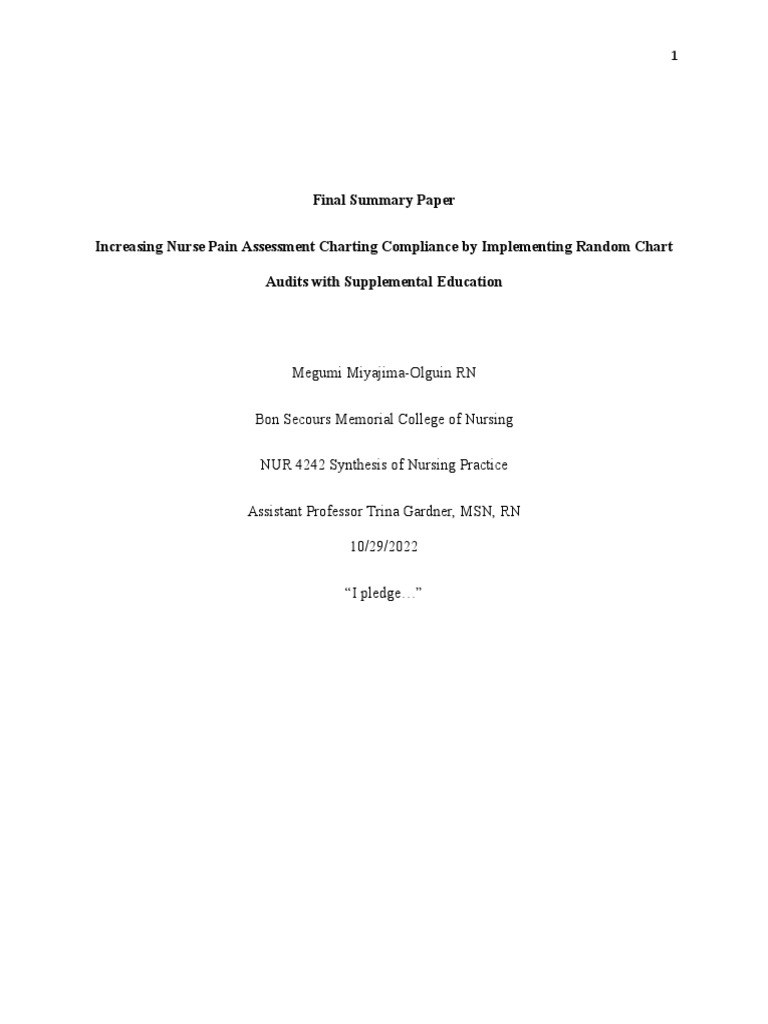 Nur4242 - Final Summary Paper | PDF | Nursing | Emergency Department