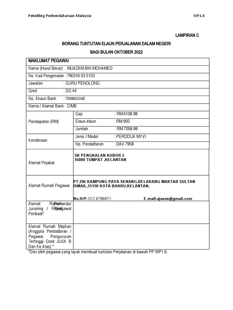 Borang TNT Manual WP1.4 | PDF