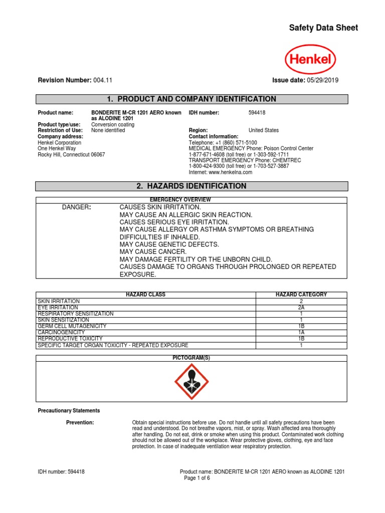 Alodine 1201 Conversion Coating | PDF | Dangerous Goods | Hazardous Waste