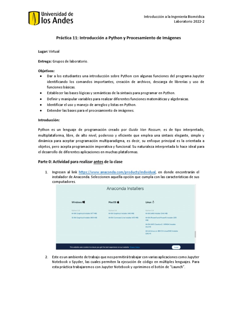 Práctica 11 - Python y Procesamiento de Imágenes (2022-1) | Descargar gratis PDF | Lenguaje de ...