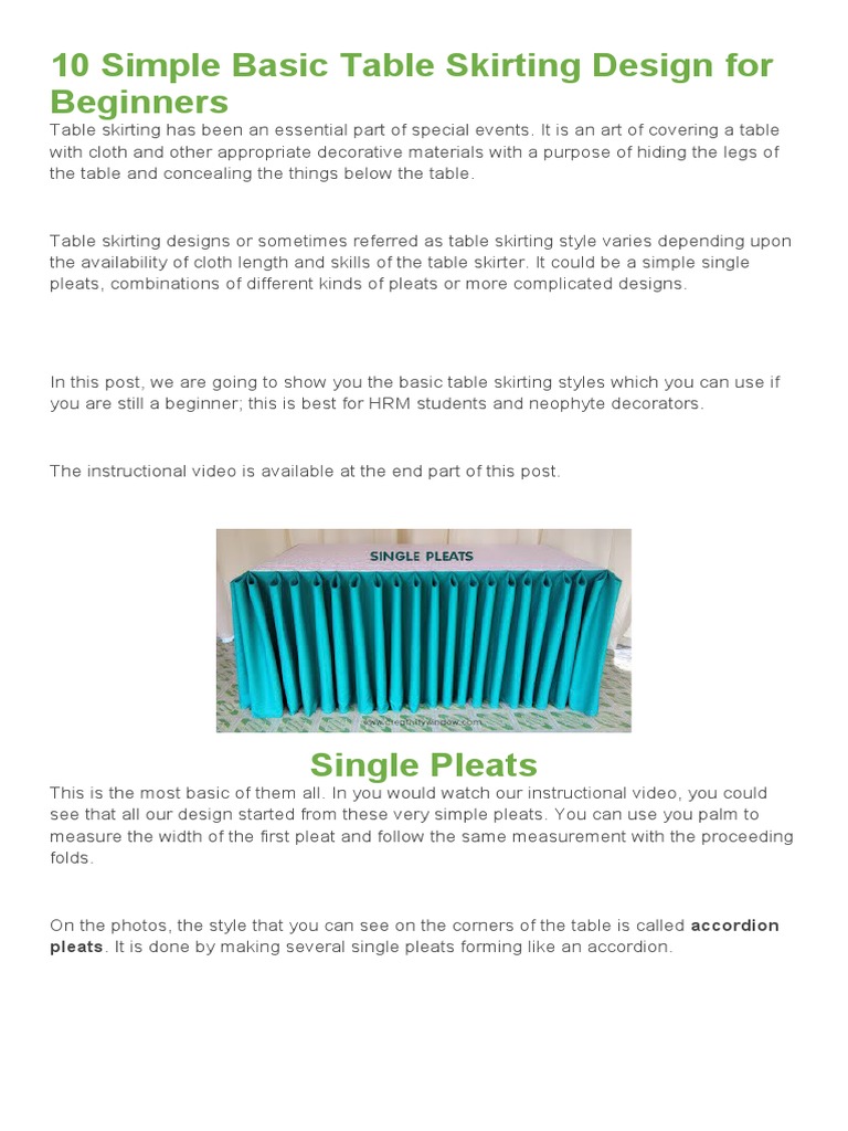 10 Simple Basic Table Skirting Design for Beginners | PDF | Grilling ...
