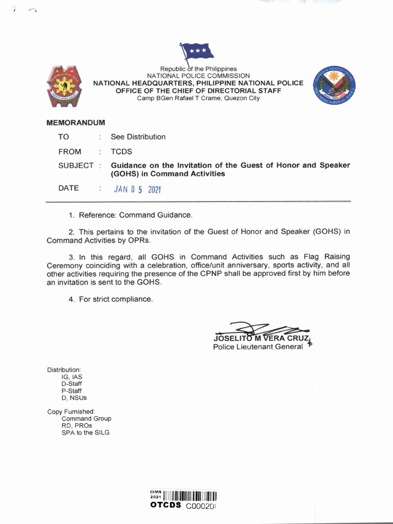 Guidance On The Invitation of The Guest of Honor and Speaker (Gohs) in ...