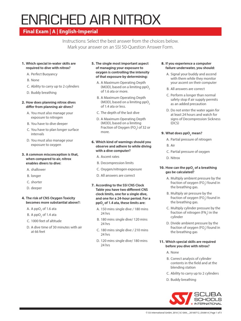 Nitrox-Exams Ssi | PDF
