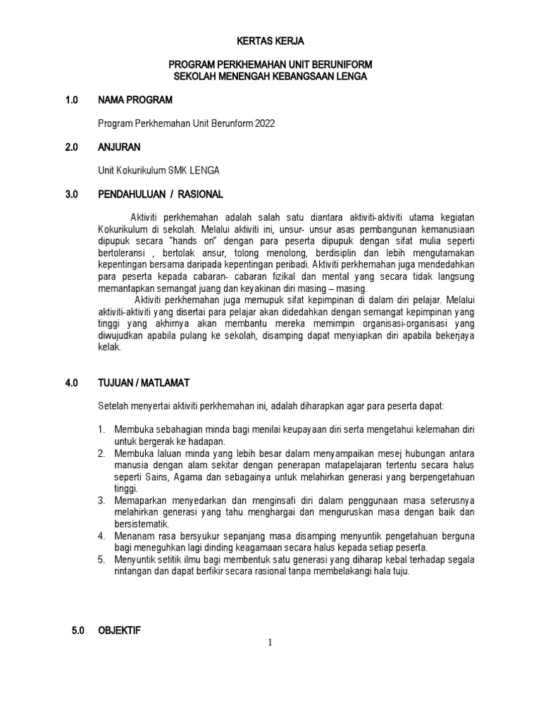 Perkhemahan Unit Beruniform SMK Lenga | PDF