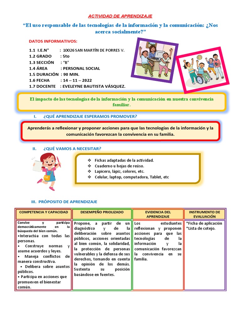 TIC y convivencia familiar | PDF | Evaluación | Aprendizaje