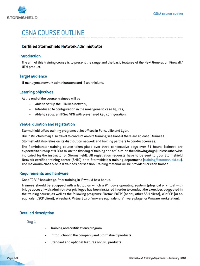 CSNA Course Outline for Network Admins | PDF