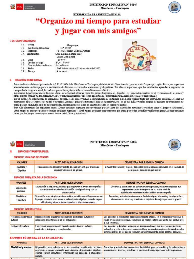 Experiencia - de - Aprendizaje - N°08 - Ie 34245 | PDF