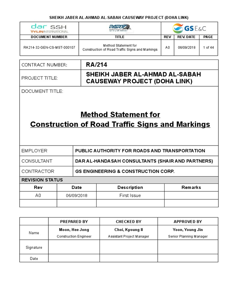 MS For Construction of Road Traffic Signs and Markings | PDF | Road ...