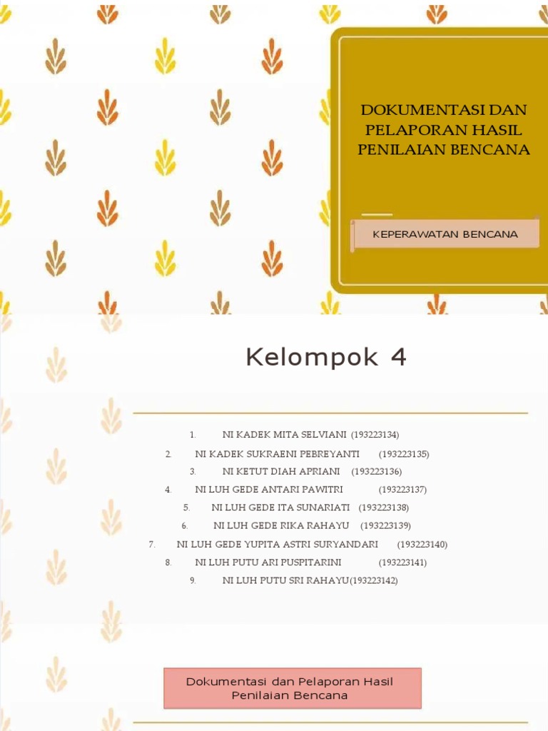KLP 4 Dokumentasi Dan Pelaporan Hasil Penilaian Bencana | PDF