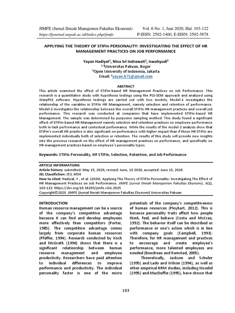 Jurnal STIFIn Genetic Intelligence | PDF | Human Resource Management ...