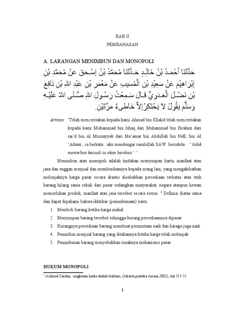 Larangan Menimbun Dan Monopoli | PDF