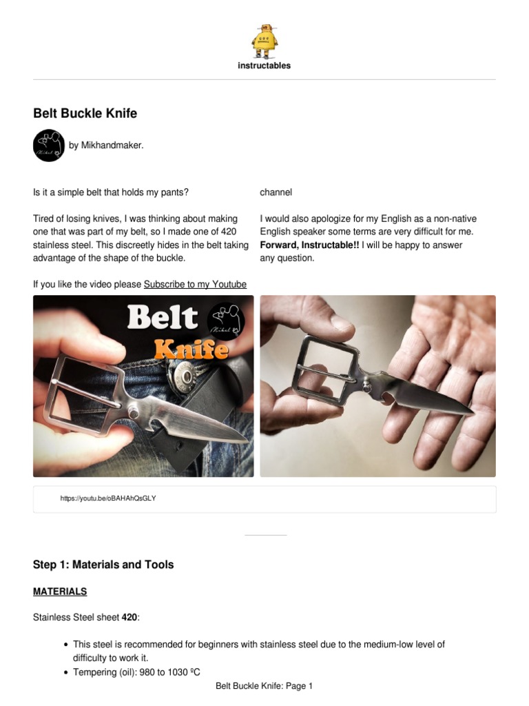 Belt Buckle Knife: Concealed Carry Knife Hidden in Belt | PDF | Knife | Grinding (Abrasive Cutting)
