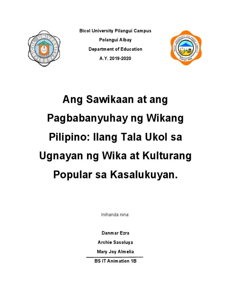 Ang Sawikaan at Ang Pagbabanyuhay NG Wikang Pilipino Ilang Tala Ukol Sa ...
