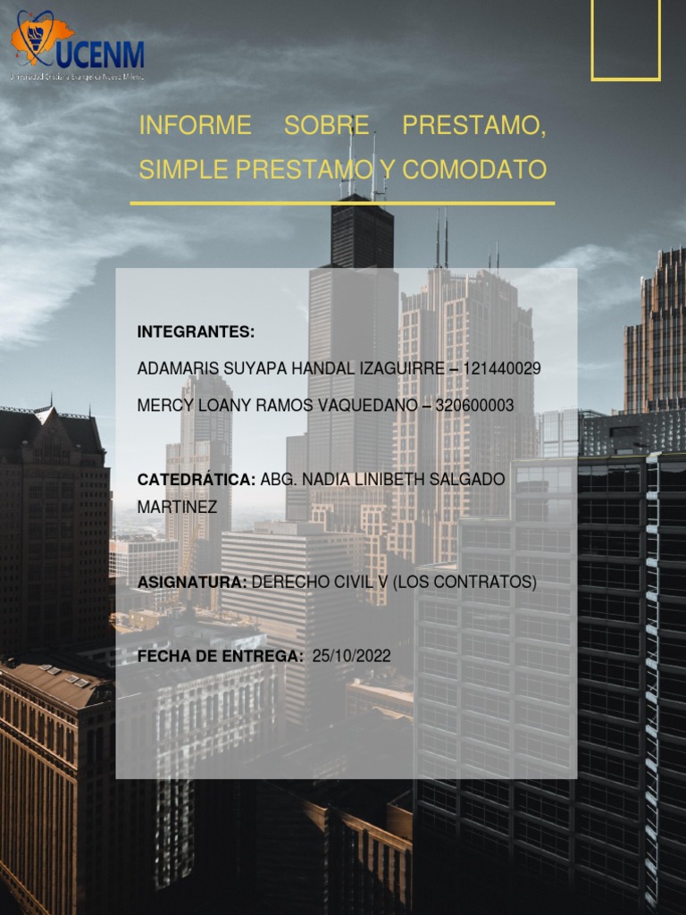 1 Informe El Prestamo Simple Prestamo Comodato | PDF