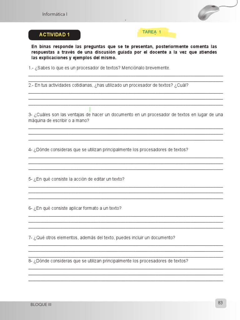 Tarea de Informatica Primer Semestre | PDF