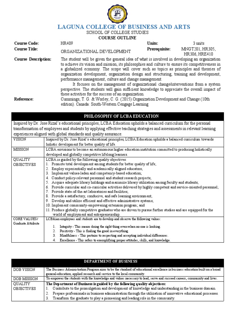 Organizational Development Course Outline | PDF