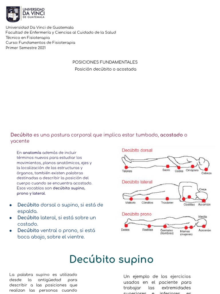 Posiciones Decúbito en Fisioterapia | PDF