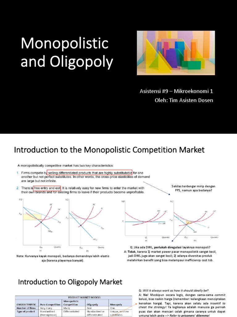 (PPT) Asistensi 9 - Monopolistic and Oligopoly - Mikro 1 | PDF