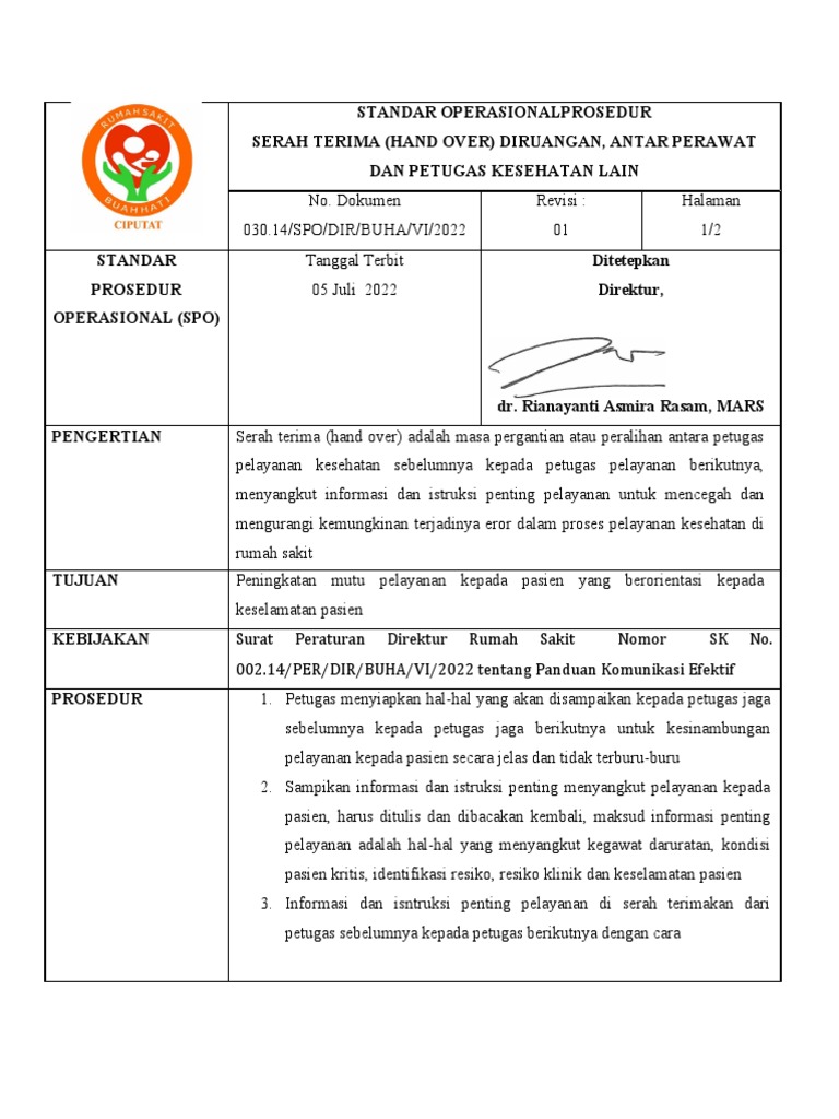 Spo Hand Over Sbar | PDF