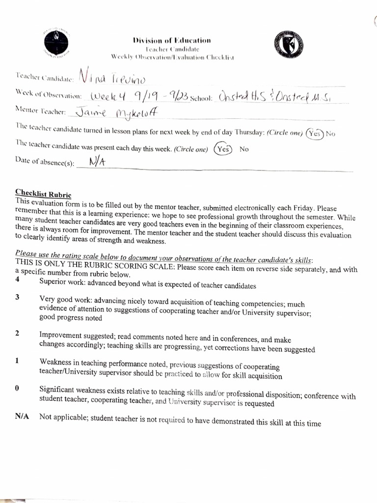 Friday Checklist wk4 9-19 | PDF