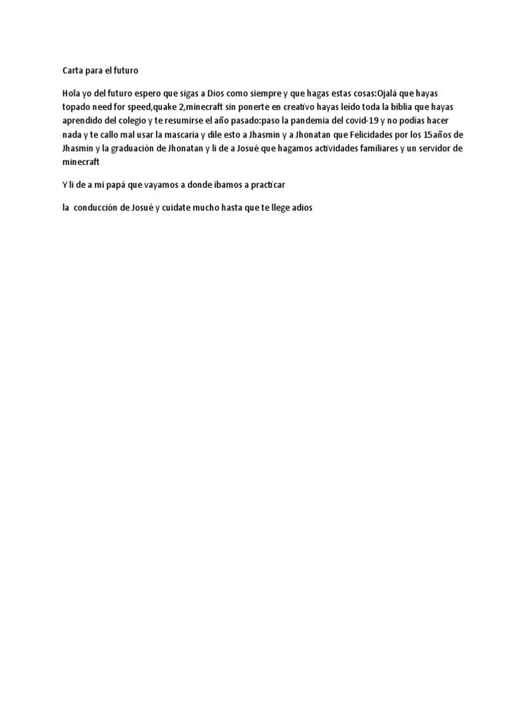 Carta a mi yo del futuro | PDF