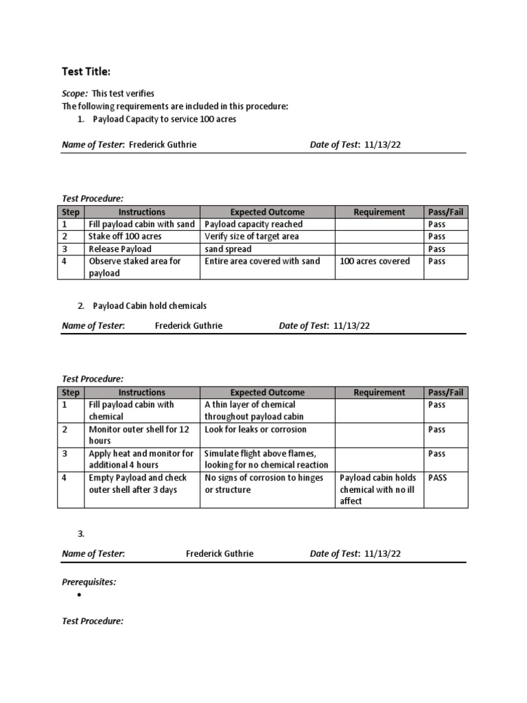 test procedure outline | PDF