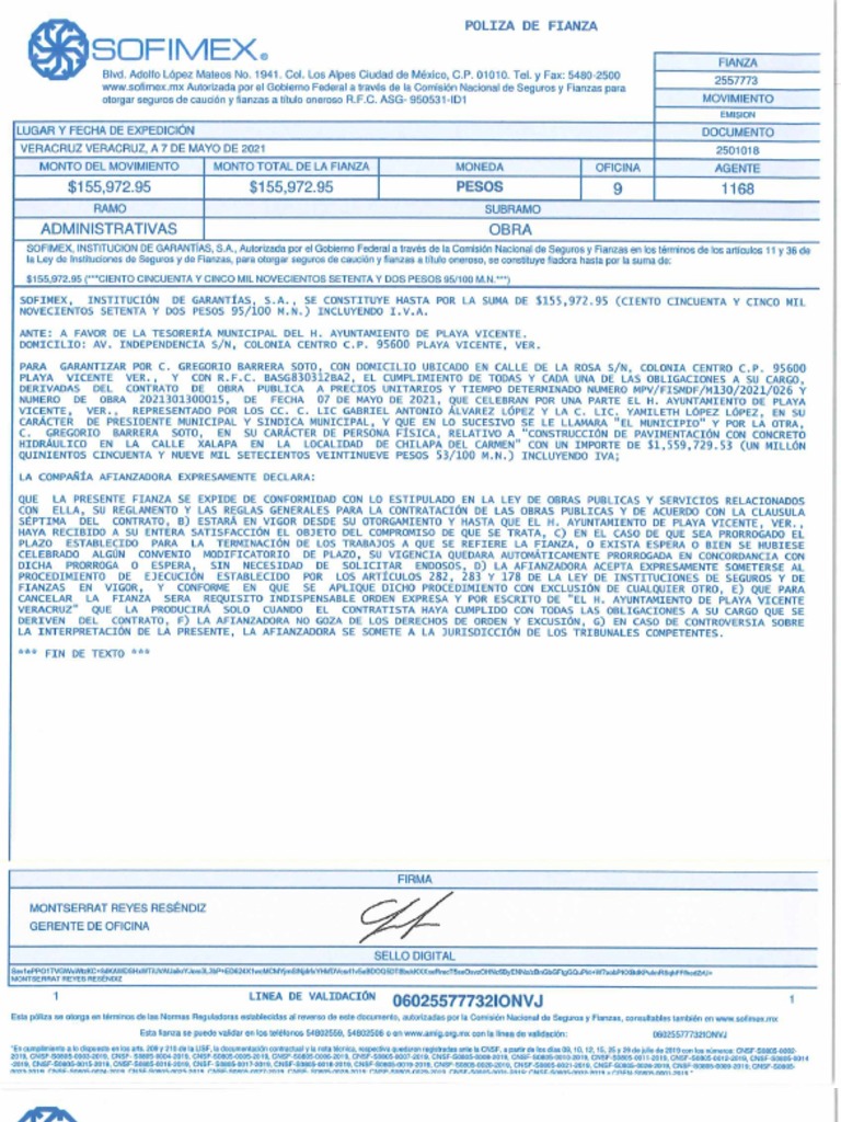 Fianza de Cumplimiento | PDF