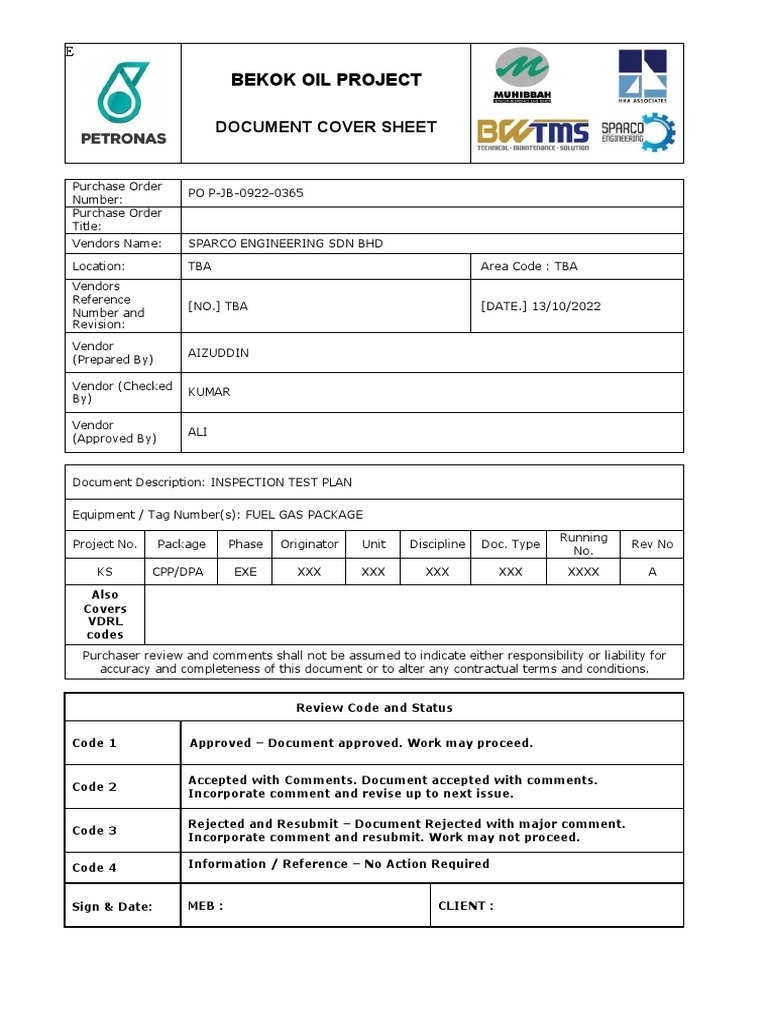 Inspection Test Plan Fuel Gas Conditioning Skid | PDF | Nondestructive ...