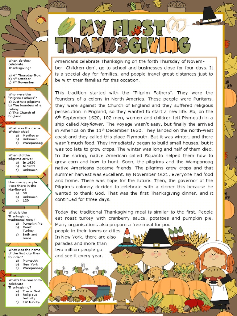 Thanksgiving History and Activities Worksheet | PDF | Plymouth Colony ...