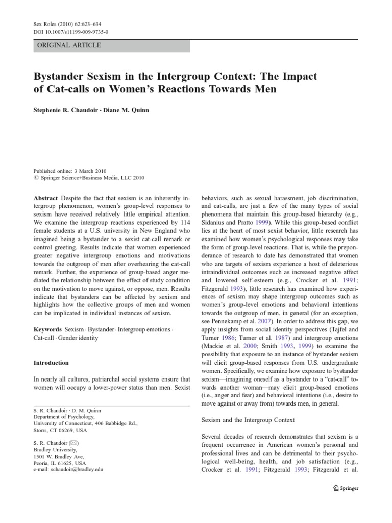 Bystander Sexism in The Intergroup Context The Impact | PDF | Emotions ...