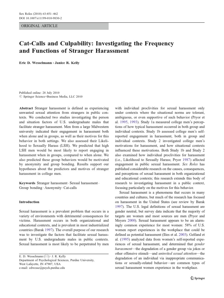 Cat-Calls and Culpability Investigating The Frequency | PDF | Sexual Harassment | Behavior