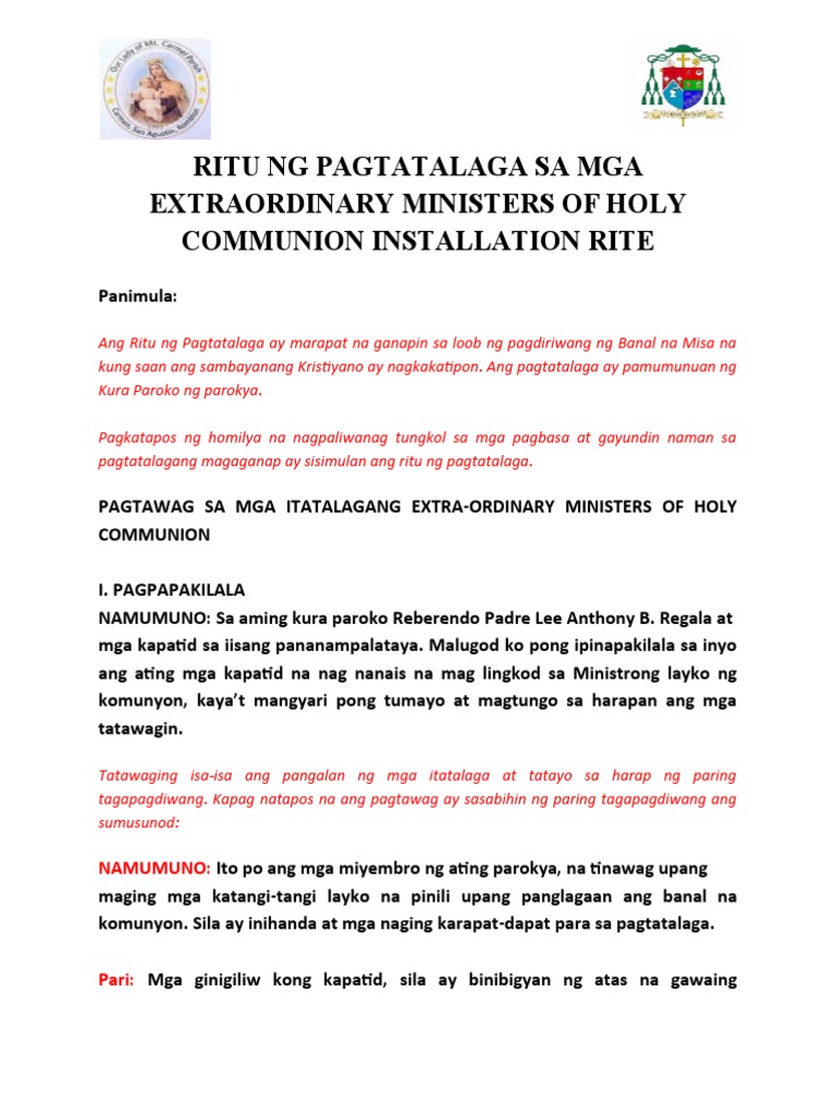 Ritu NG Pagtatalaga Sa Emhc | PDF