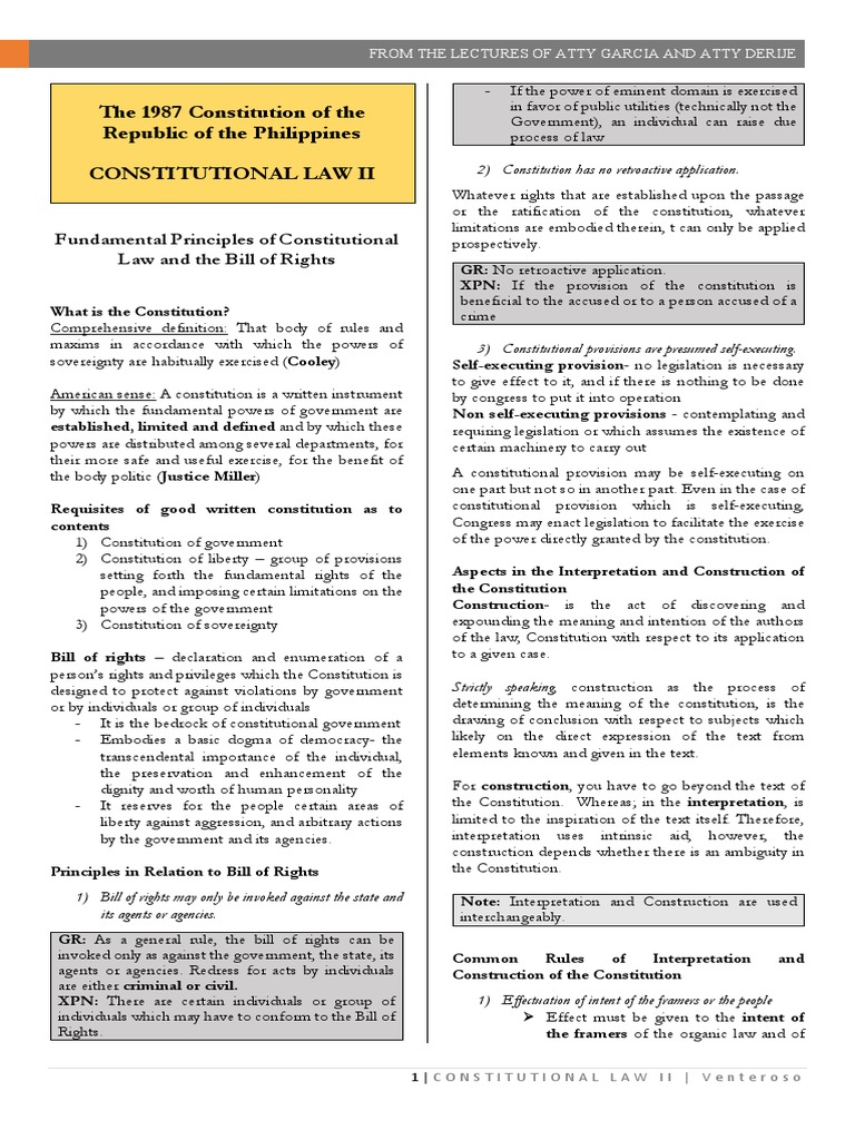 CONSTI II Reviewer (Bernas) (2021) | PDF | Due Process Clause | Fourteenth Amendment To The ...