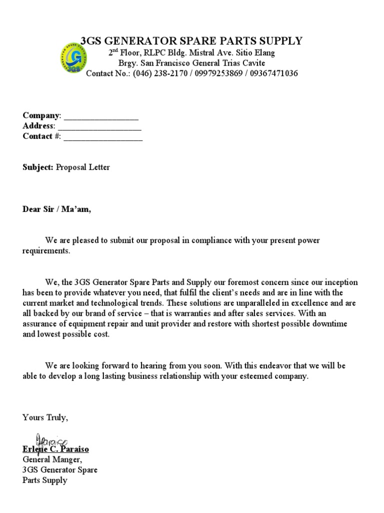 Proposal Letter | PDF