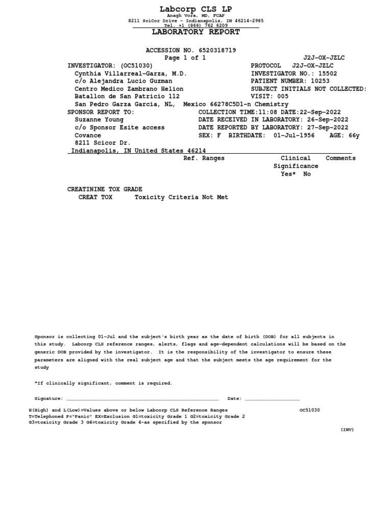 Labcorp Creatinine Clearance Report | PDF | Alanine Transaminase ...